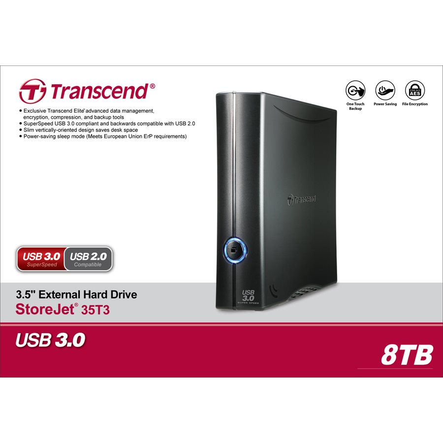 TRANSCEND StoreJet 35T3 8TB External harddrive (USB 3.0)