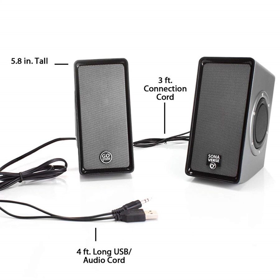 ACCESSORY POWER GOgroove SonaVERSE O2 USB Powered Speakers w/ Dual Side ...