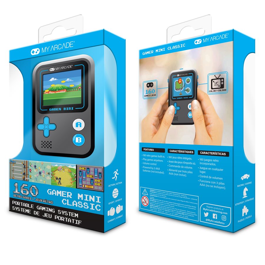 My Arcade - Gamer Mini Classic (160 jeux en 1) - Noir & Bleu