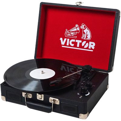 VICTOR Metro 3-Speed Portable Suitcase Turntable Record Player with ...