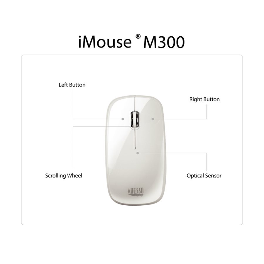 Adesso iMouse M300W Bluetooth 3-button Mouse PC & MAC