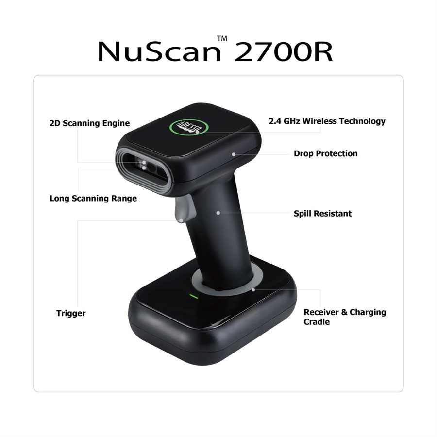 Adesso - NuScan 2700R - Scanner de codes-barres sans fil 2D avec ...
